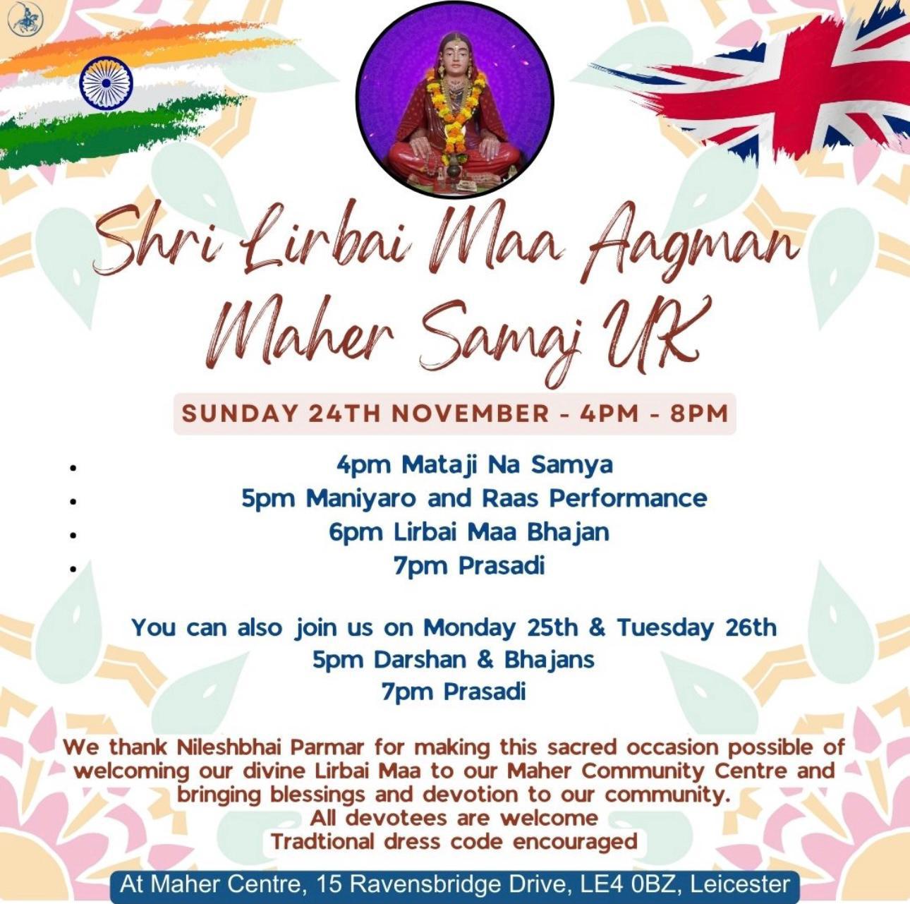 Shri Lirbai Maa Aagman Maher Samaj UK – Maher Community Association Leicester